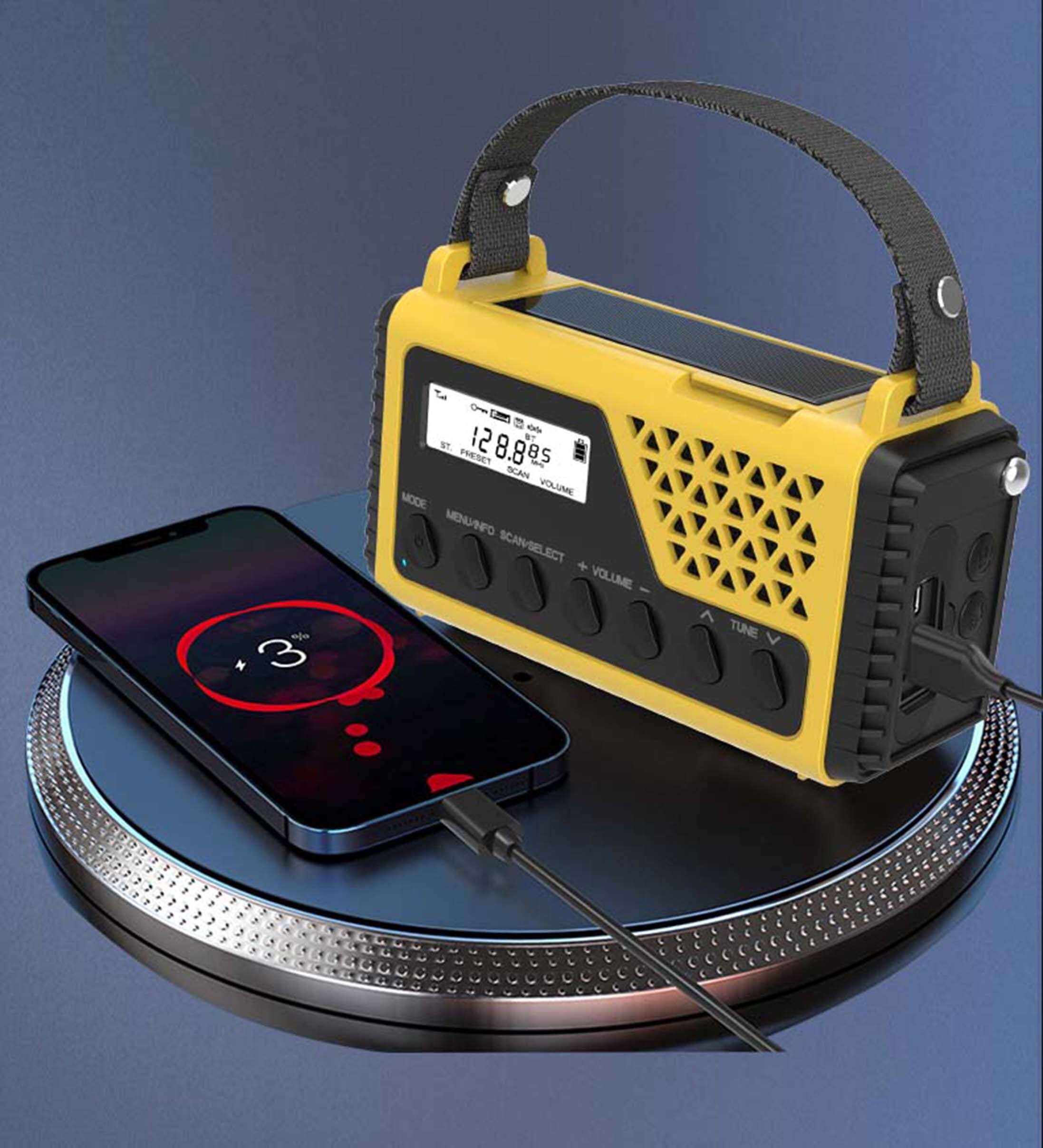 Portable Solar Dynamo Hand Crank Sos Alarm Fm Am Sw Weather Radio With ...