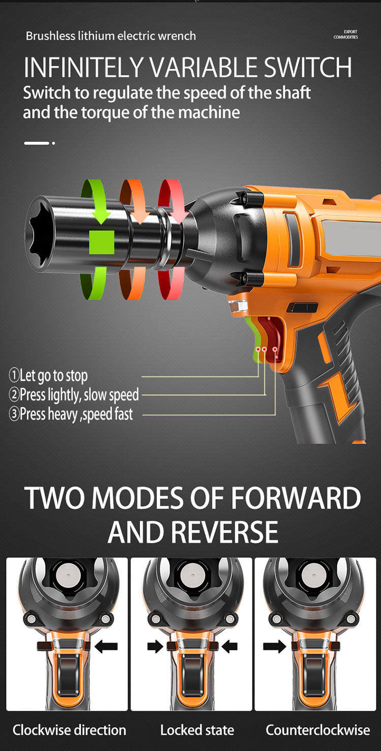 21v Brushless Wrench Cordless Brushless Impact Wrench Screw Driver ...