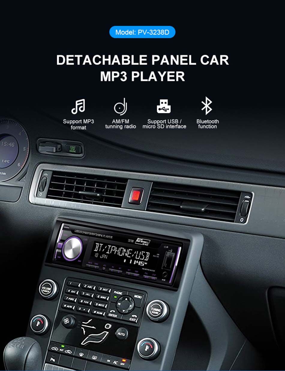 Car Multimedia Mp3 Player 1 Din Audio Support Remote Control Radio Player Dab Rds Handsfree ...