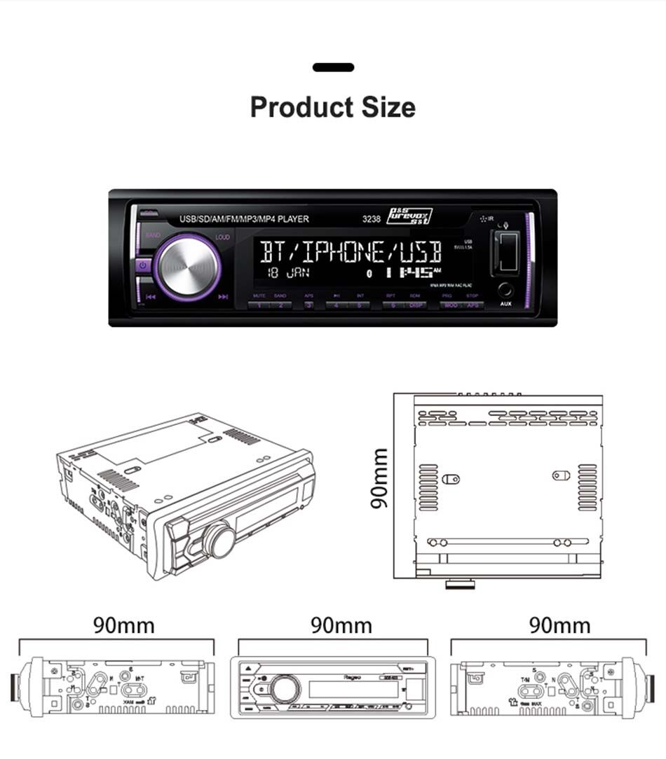 Car Multimedia Mp3 Player 1 Din Audio Support Remote Control Radio Player Dab Rds Handsfree ...