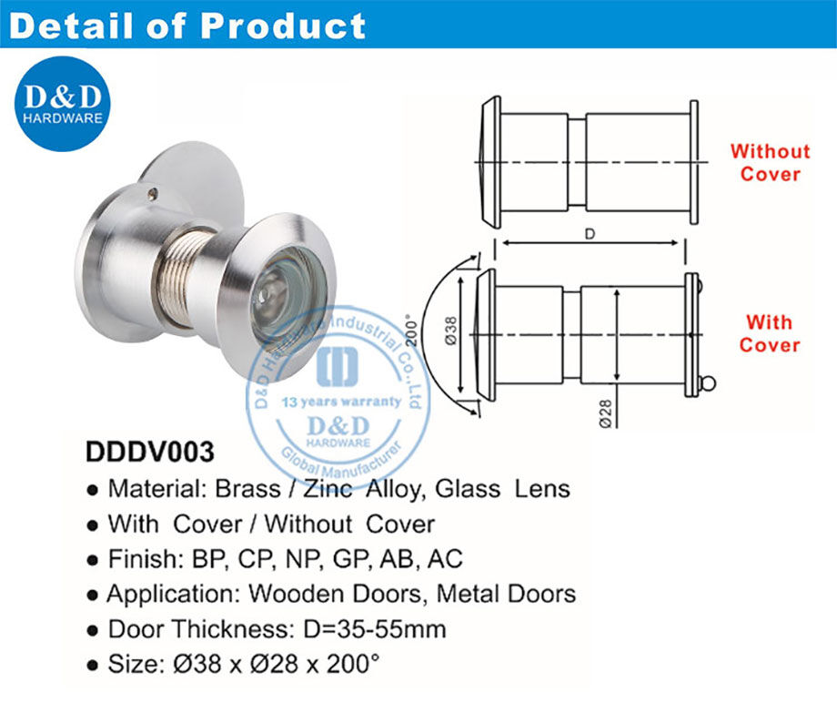 High Security Zinc Alloy 200 Degree Satin Chrome Door Eye Door Viewer ...