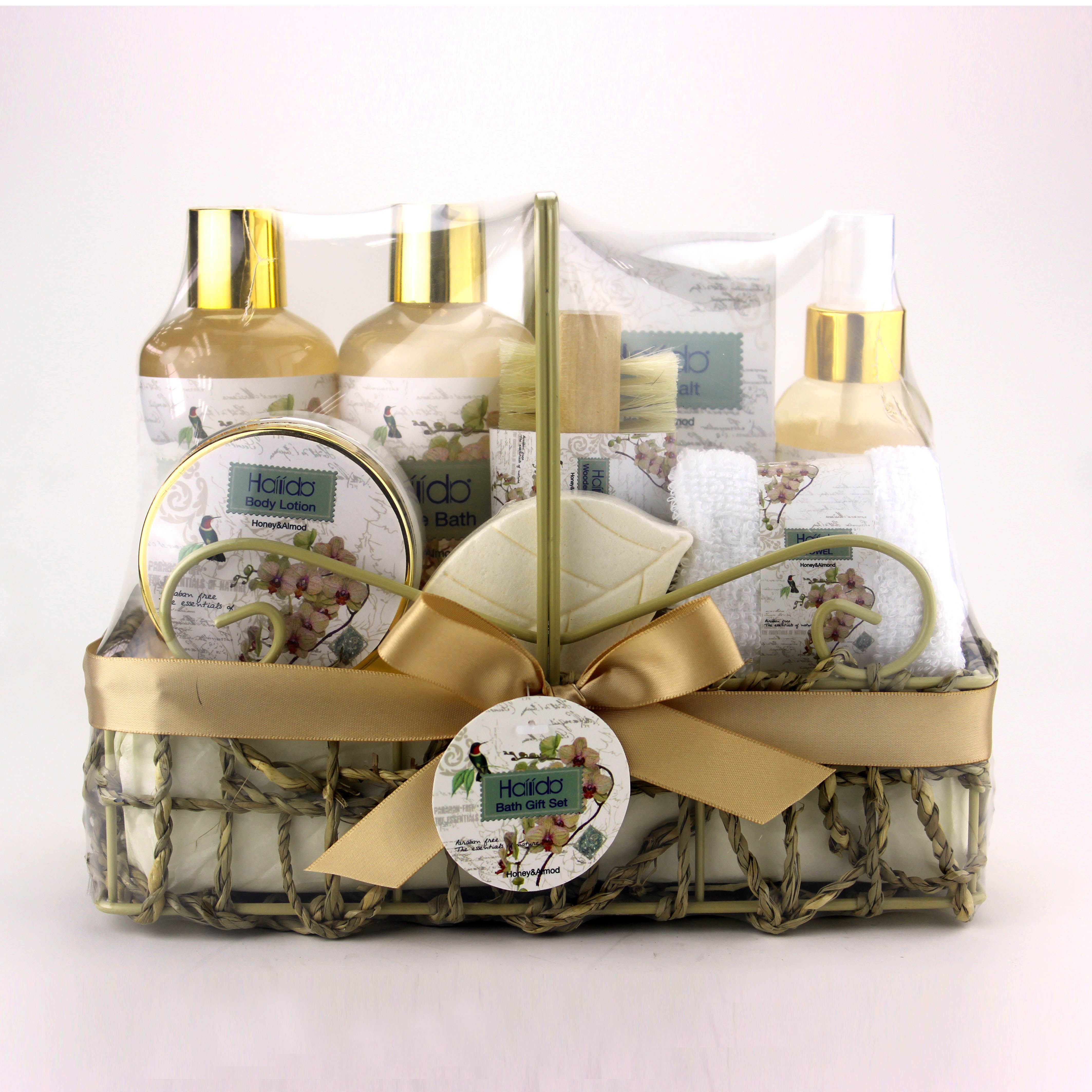 Buy Wholesale China Manufacturer Honey&almond Wire Basket Spa Gift Set ...