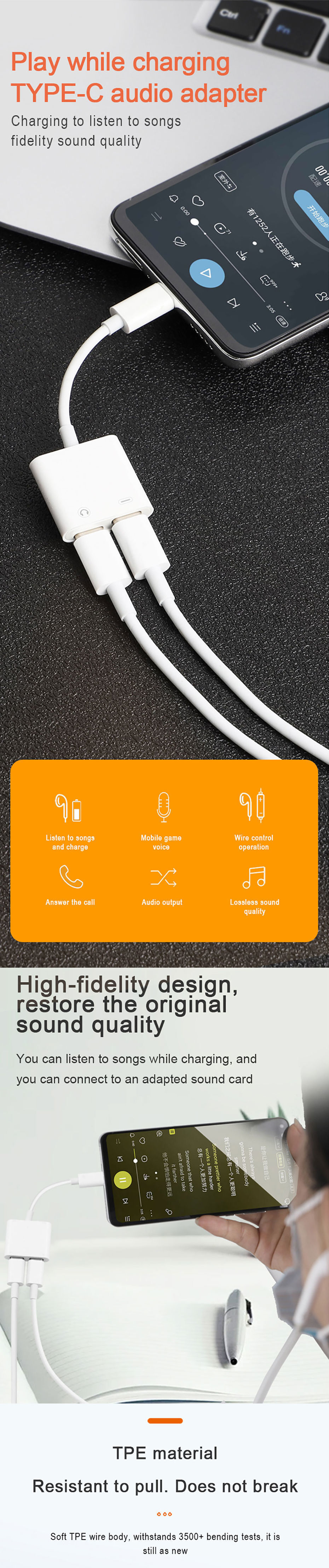 Buy Wholesale China Oem Customization Cheap 2 In 1 Charger Audio Type-c ...