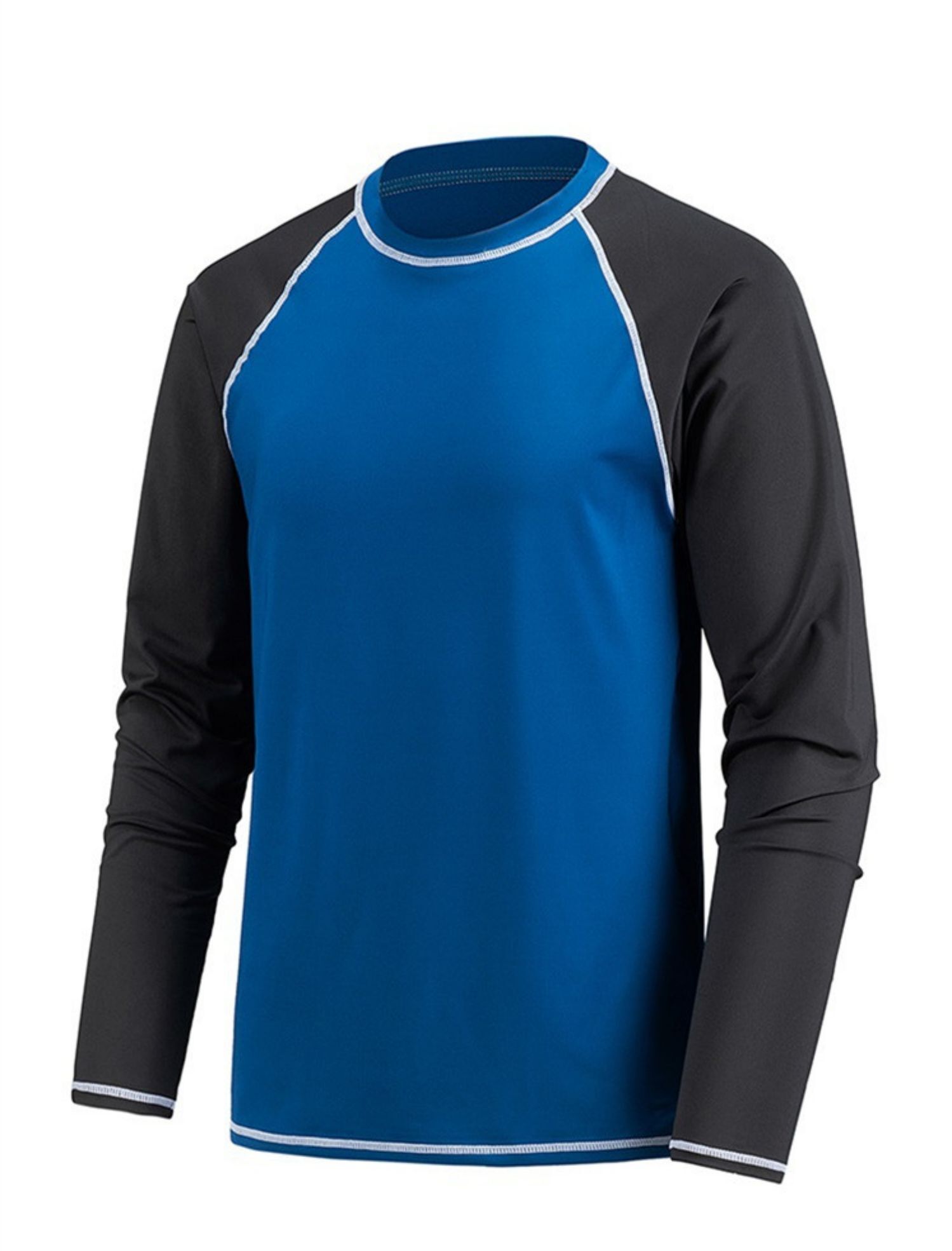 Wholesale 100% Polyester Long Sleeve Gym Tshirt Men Color Block Crew ...