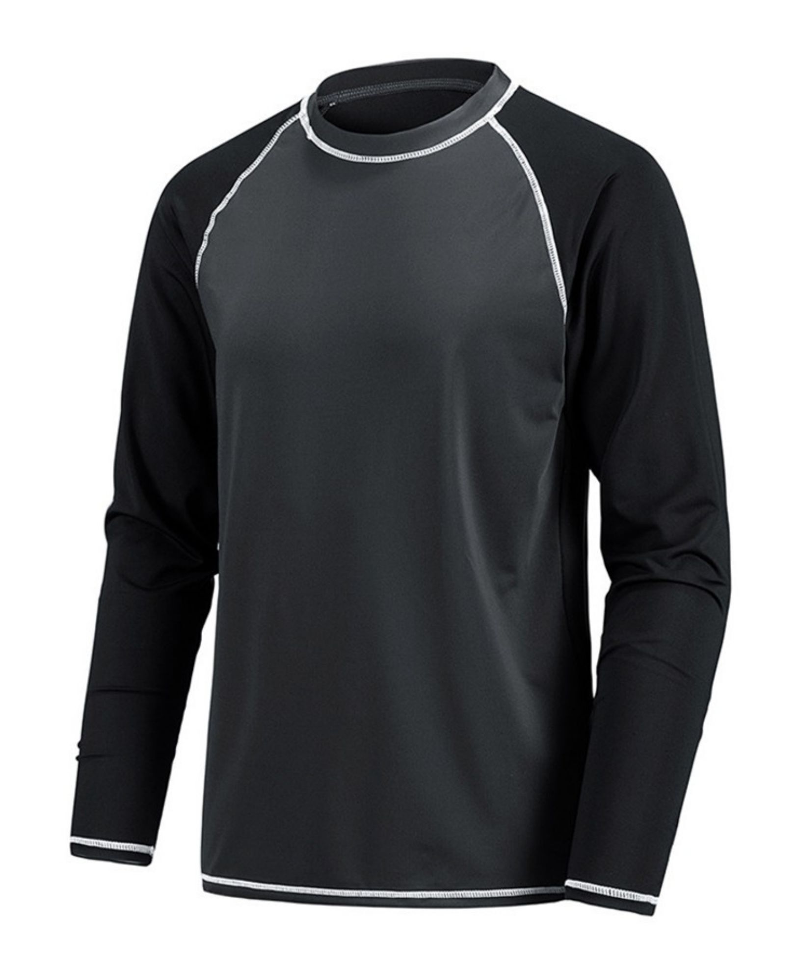Wholesale 100% Polyester Long Sleeve Gym Tshirt Men Color Block Crew ...