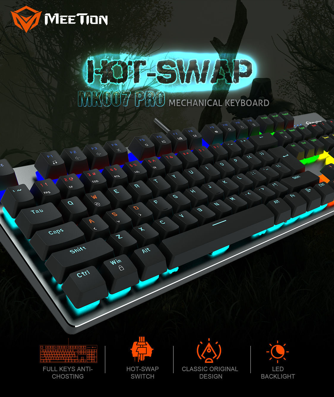 Buy Wholesale China Meetion Mt-mk007 Pro Usb 104 Keys Mini Wired Rgb ...