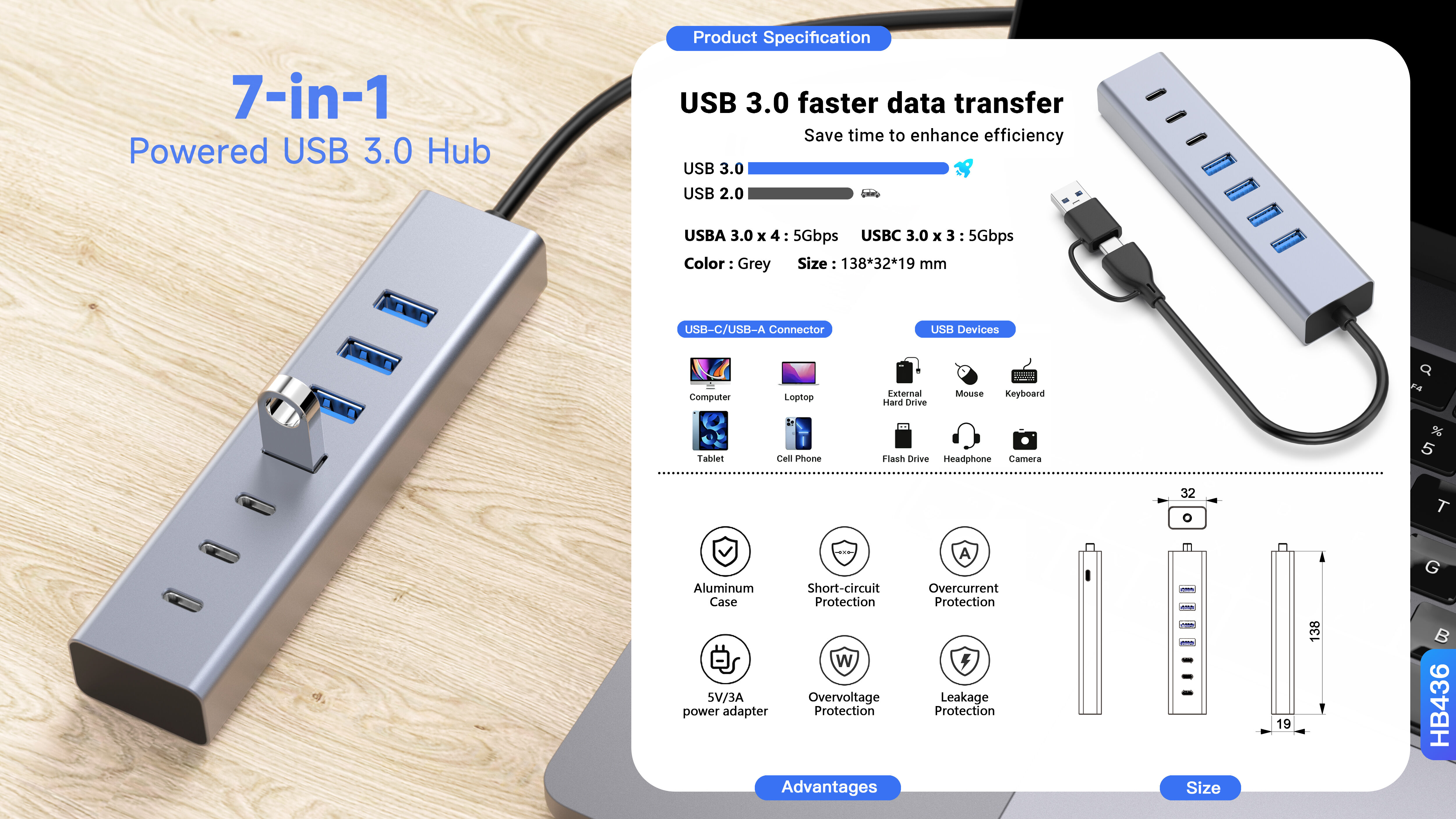 Factory Direct Wholesale 7 In 1 Multiports Usb Hub Super Fast Usb 3.0 ...