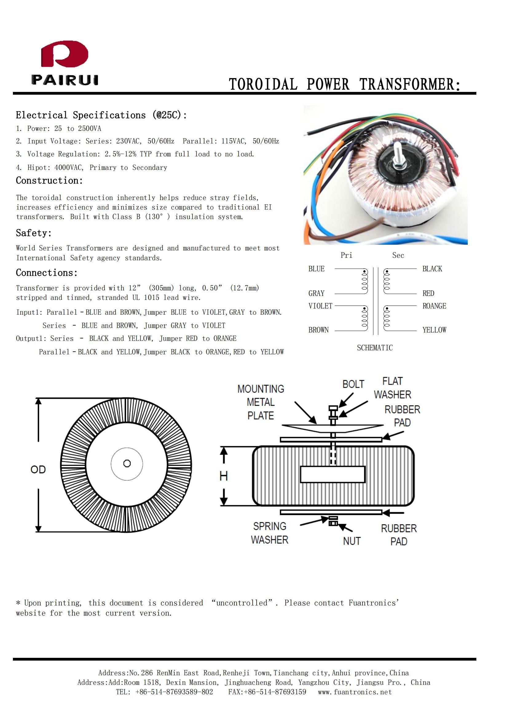 Buy Wholesale China Wholesale Price Oem 25-2500va Toroid Transformer ...