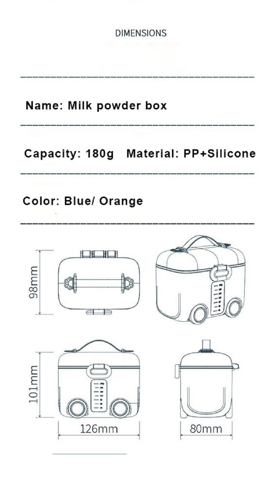 Toy Car Portable Milk Powder Dispenser Container With Carry Handle For ...