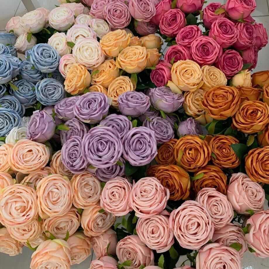 High Quality Cheap 7 Heads Artificial Rose Flower Bouquet Wedding Event ...