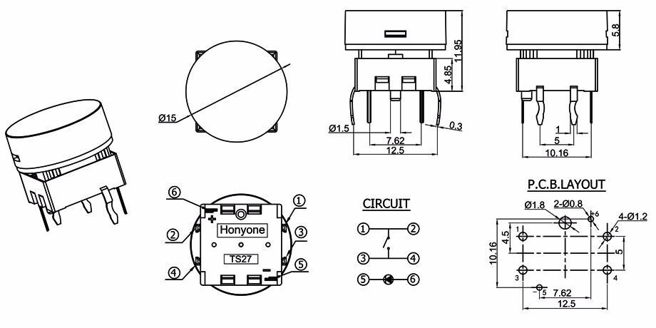 Bulk Buy China Wholesale Honyone 12*12mm Momentary(spst) Led Push ...