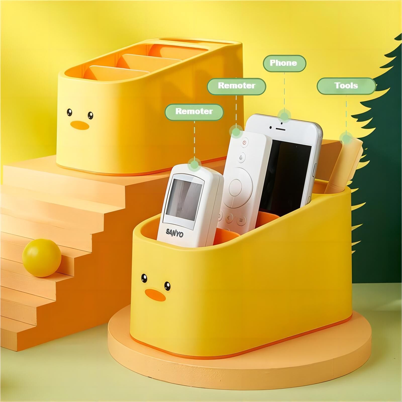 Remote Control Holder Desk Organizer Clear Plastic Pencil Holder 4 ...