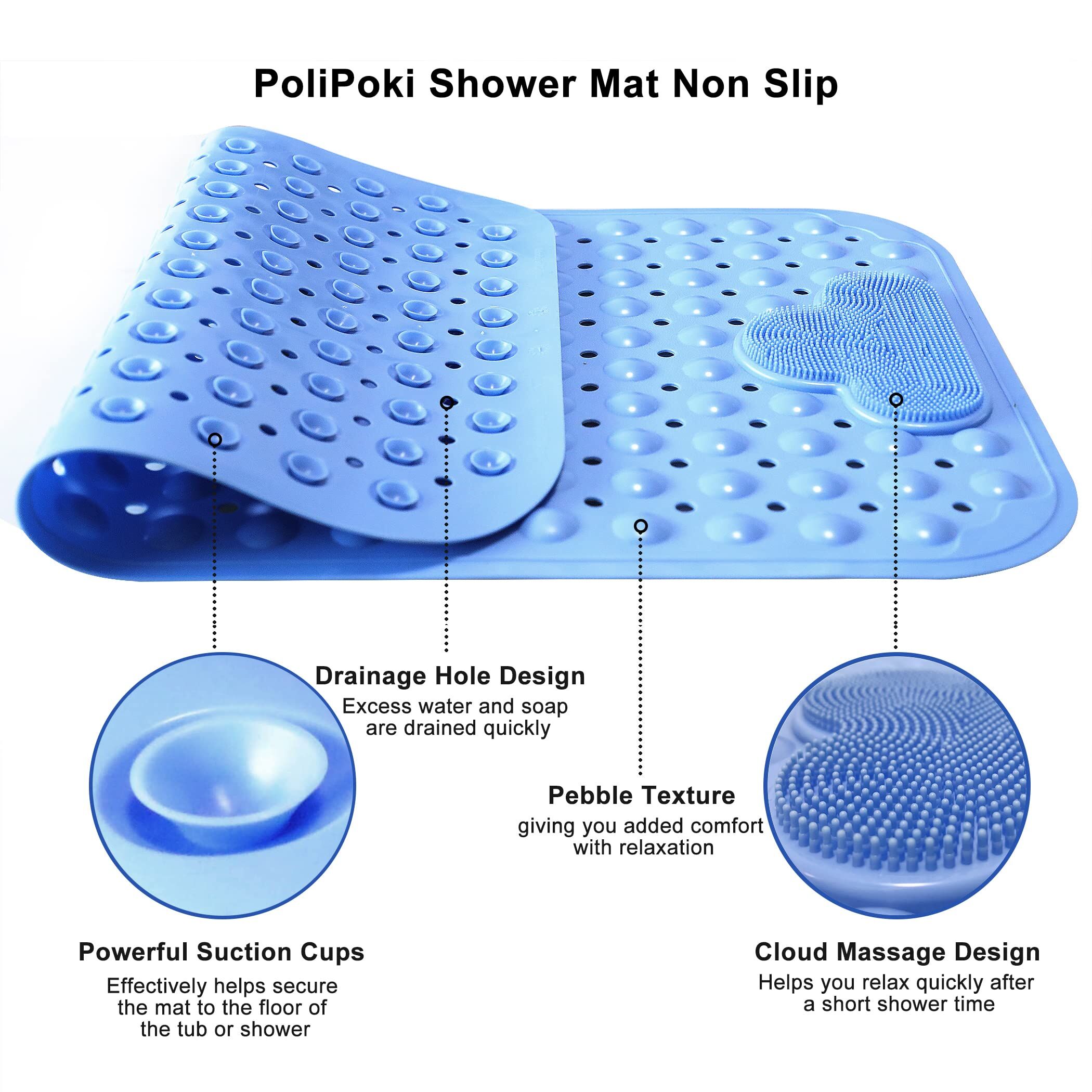 Amazon Non-slip Tpe Washable Bath Massage Mat With Drain Holes And ...