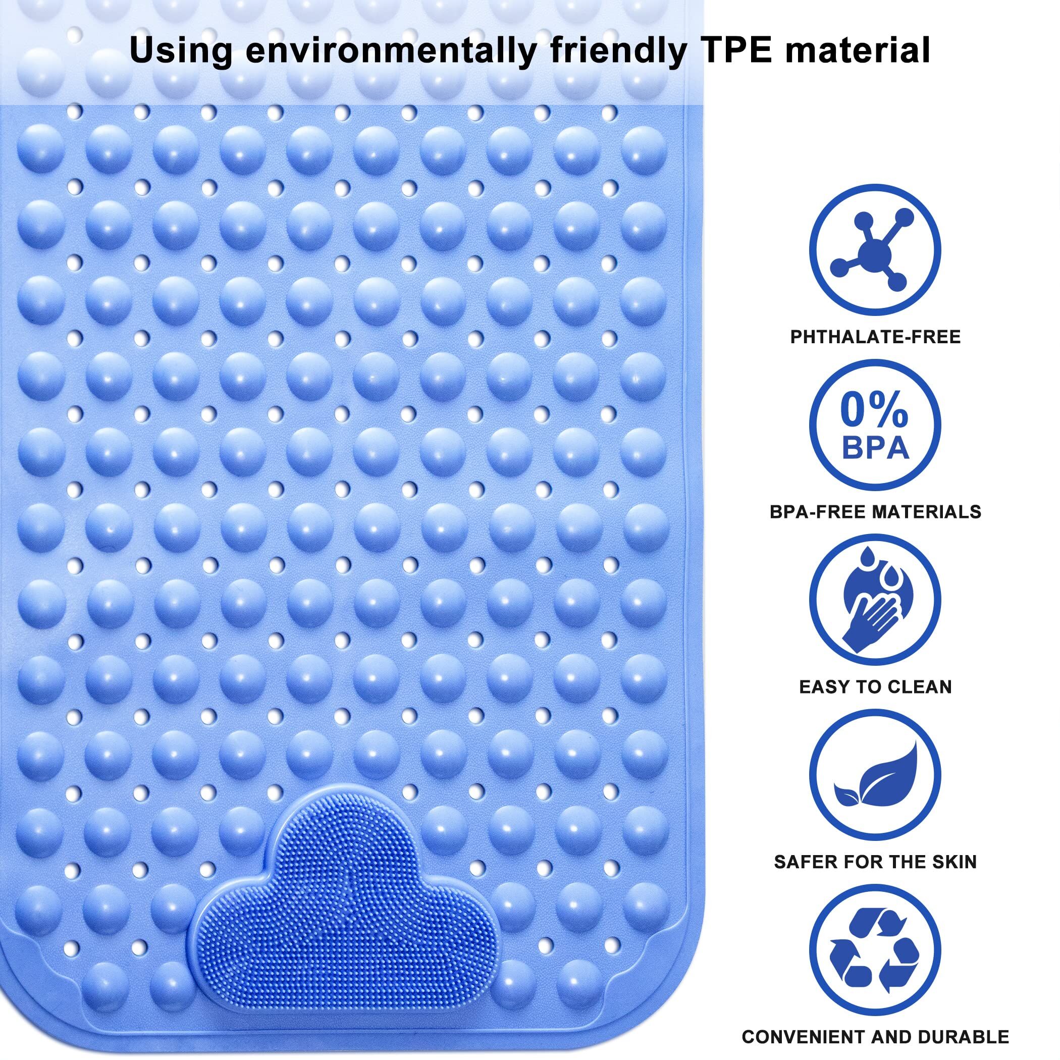 Amazon Non-slip Tpe Washable Bath Massage Mat With Drain Holes And ...