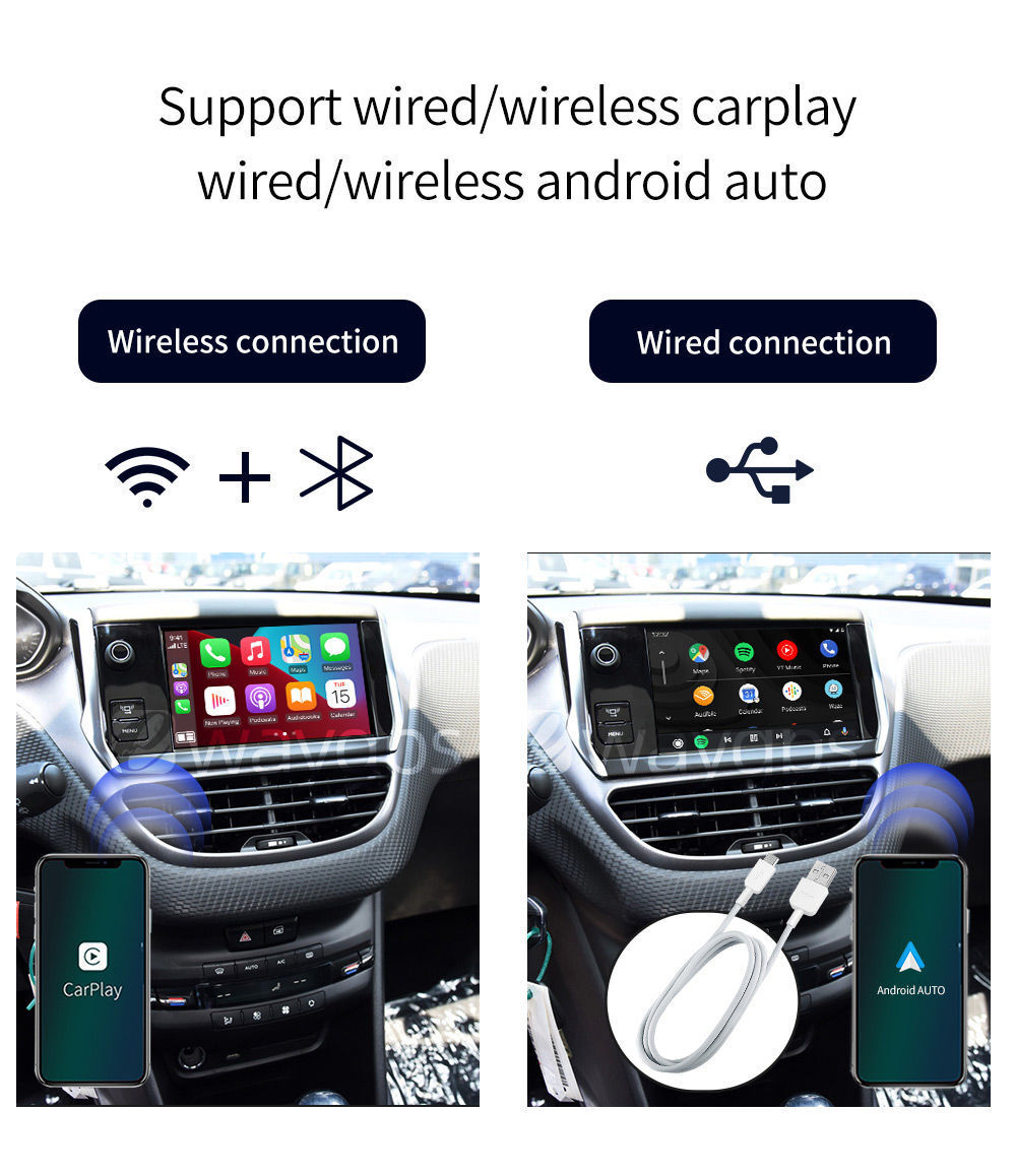 Multimedia Android Auto Wireless Carplay Interface Box For Peugeot ...