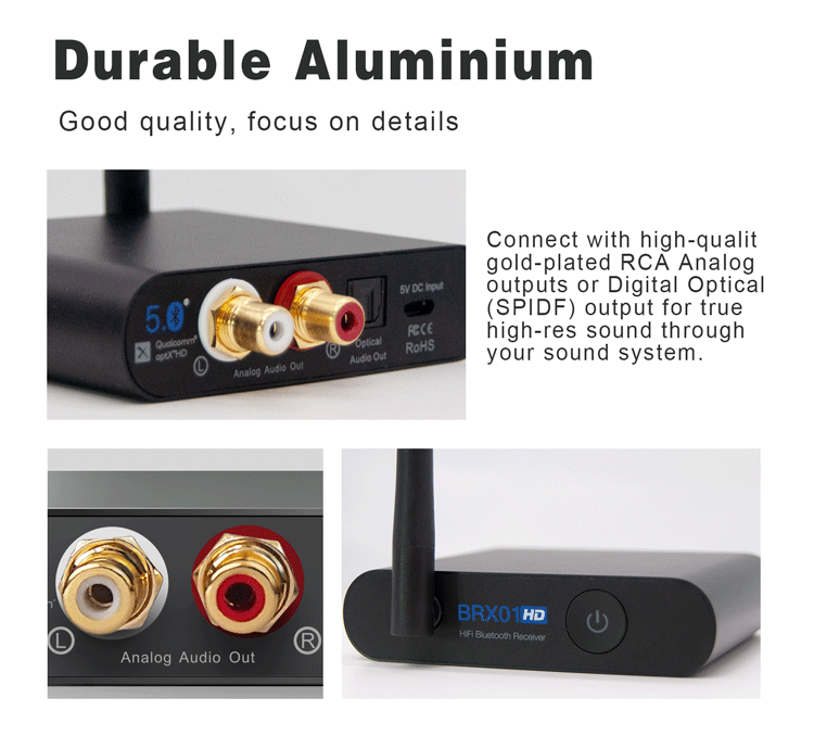 Avlink True Hi-fi Bluetooth Aptx Hd Music Receiver Brx01 - Black ...