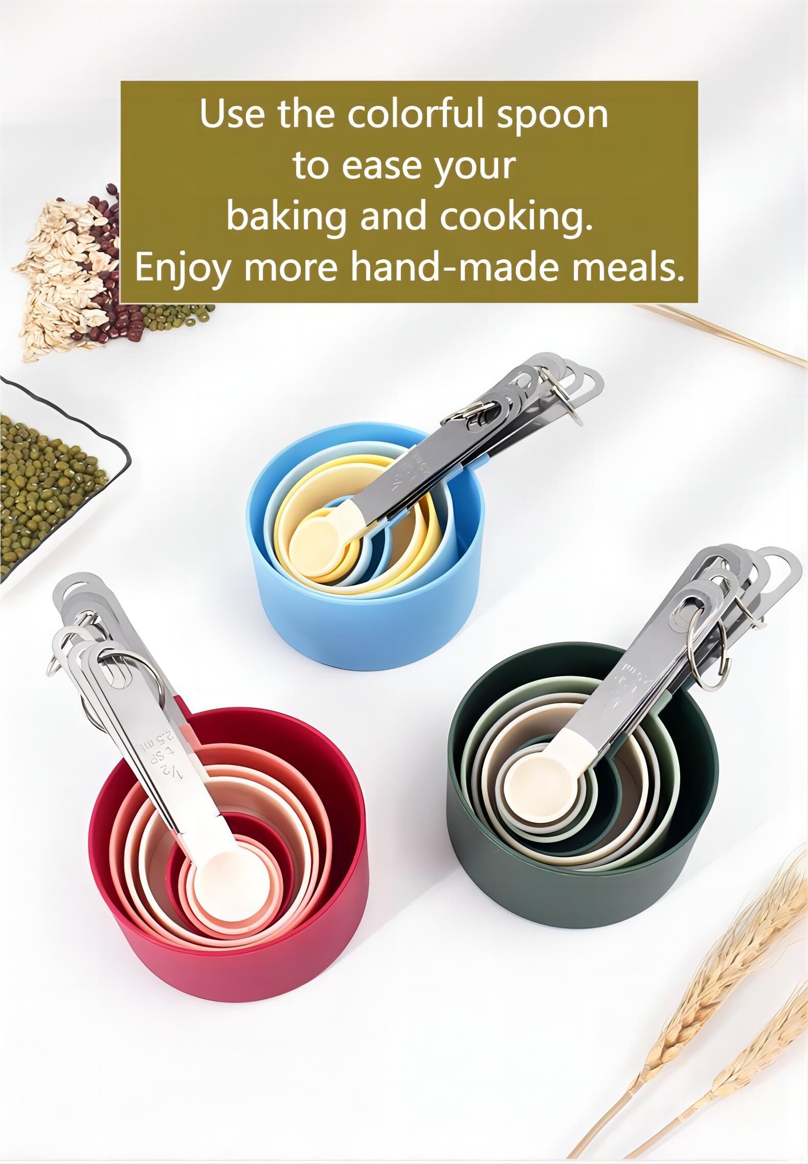 Kitchen Measuring Cups And Spoons Set Of 8 Pieces Measure Cups With ...