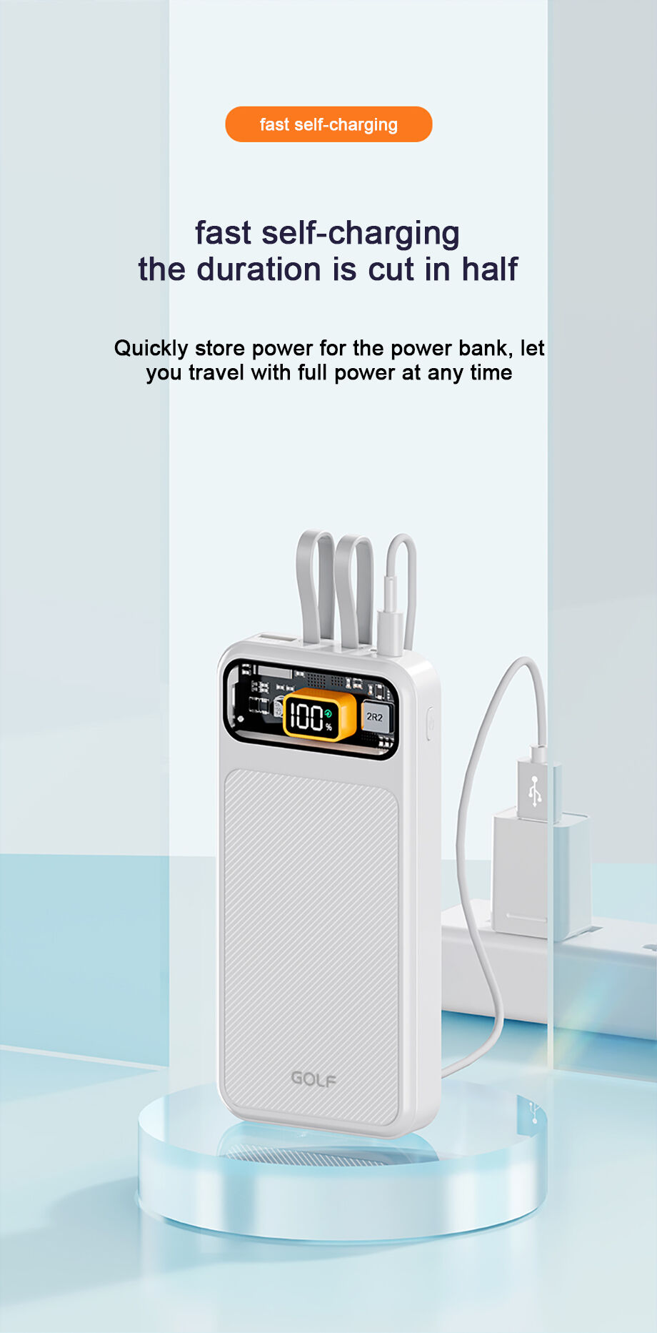 Buy Wholesale China 20000mah Built In Cable Power Bank Transparent Lcd ...