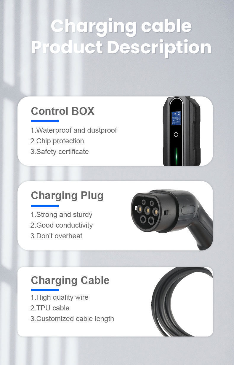 Home Usetype2 Portable Ev Charger Electric Car Charging Plug 6-16a 250v ...