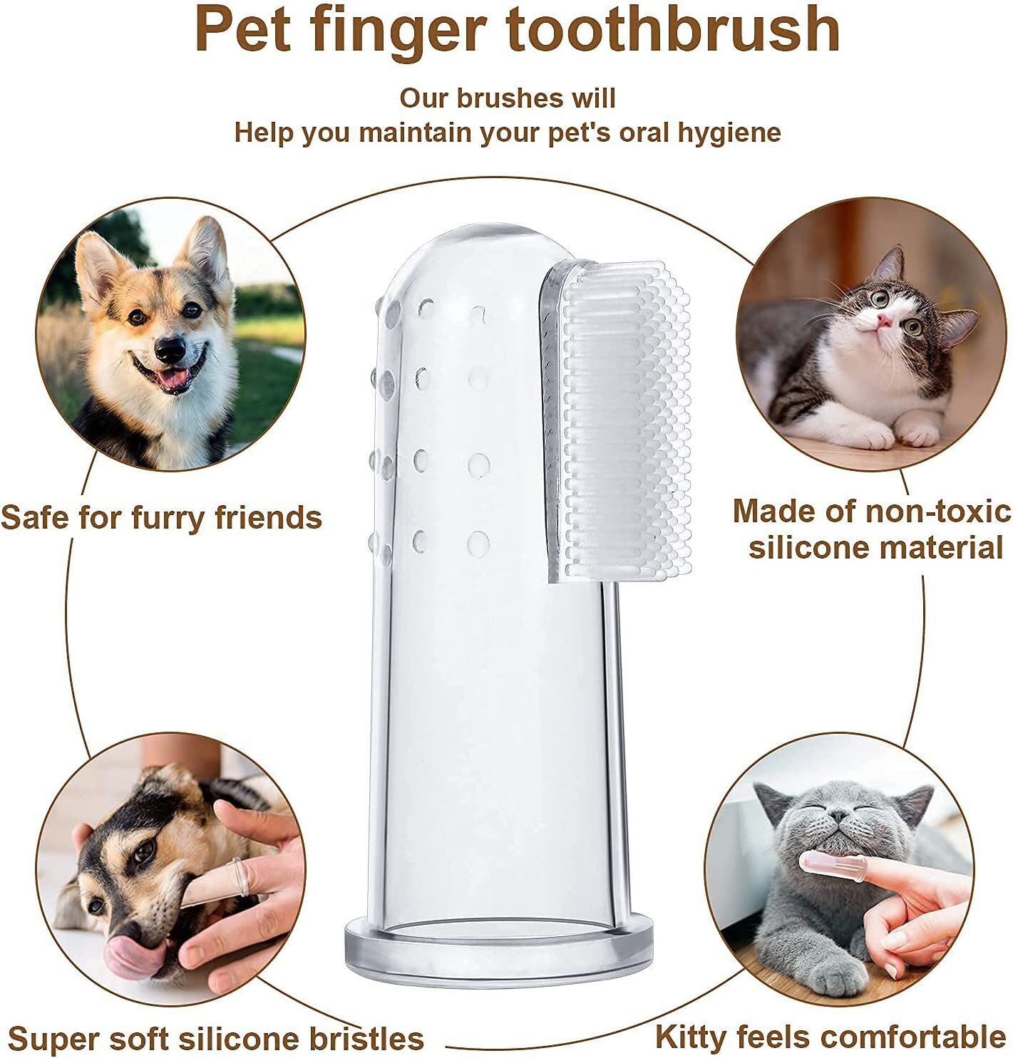 Pet Supplies Portable Soft Silicone Dog Cat Tooth Cleaning Brush Pet ...