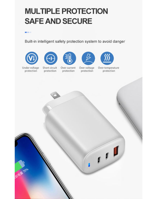 Buy Wholesale China Gan Charger 65w Qc3.0 Dual Pd 3 Port Usb C Wall ...