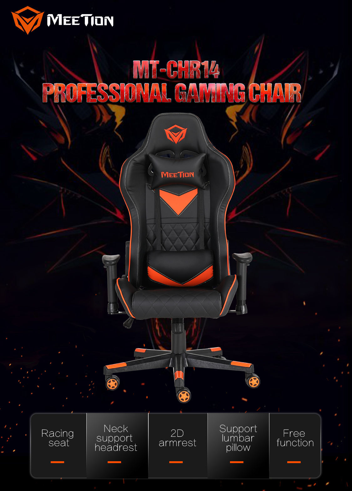 Meetion Chr14 Ergonomic Design Sedentary Comfortable Home Live ...