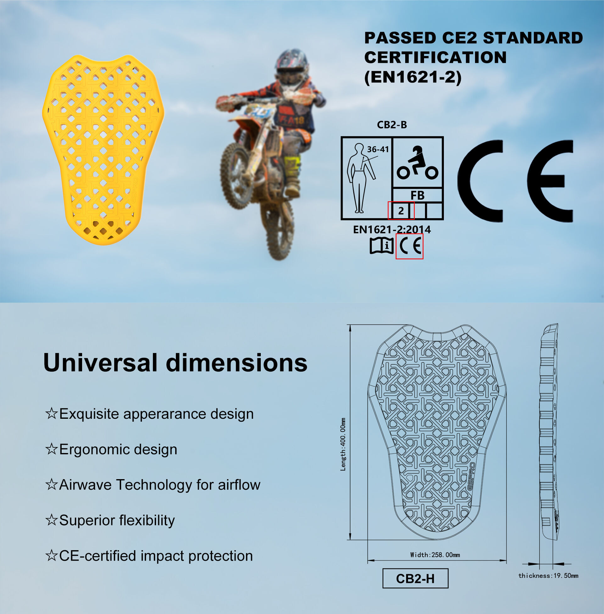Odm Ce Level 2 Back Protector Armor Insert Pads For Motorcycle Jacket ...