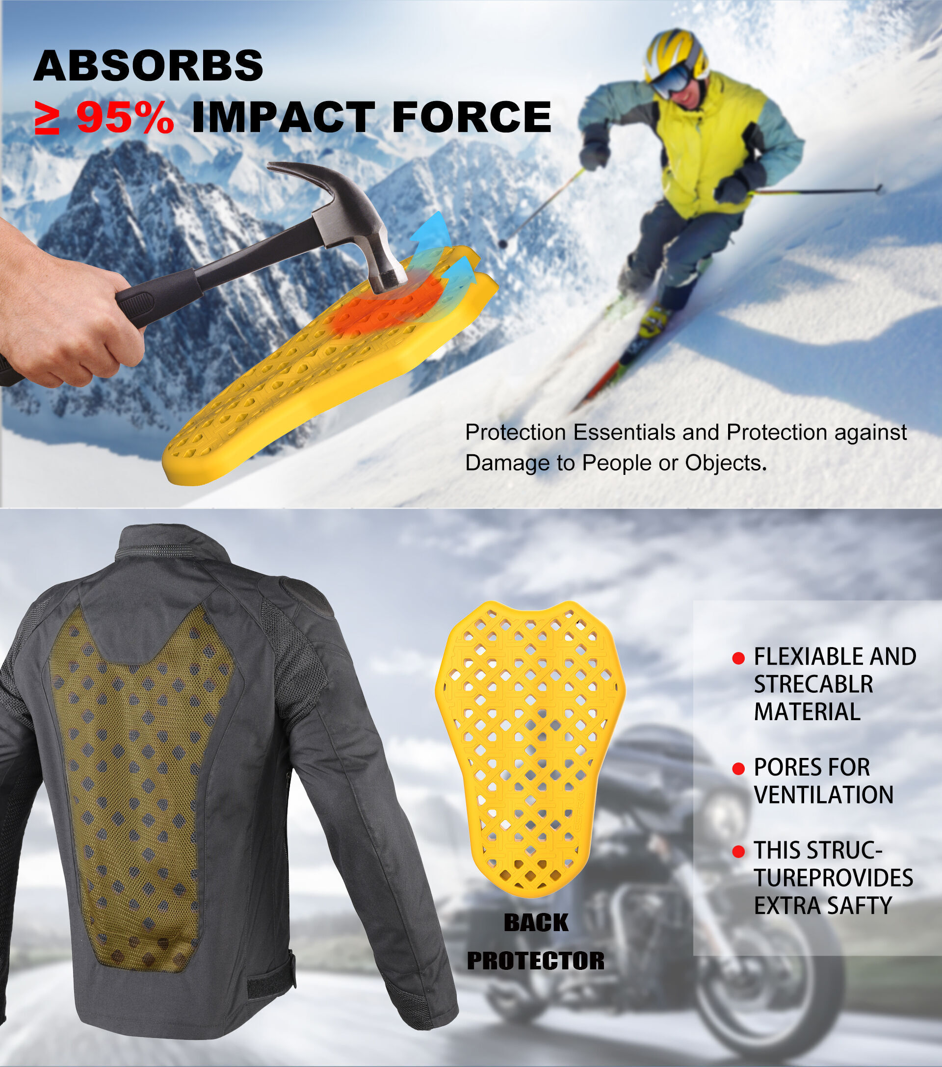 Odm Ce Level 2 Back Protector Armor Insert Pads For Motorcycle Jacket ...