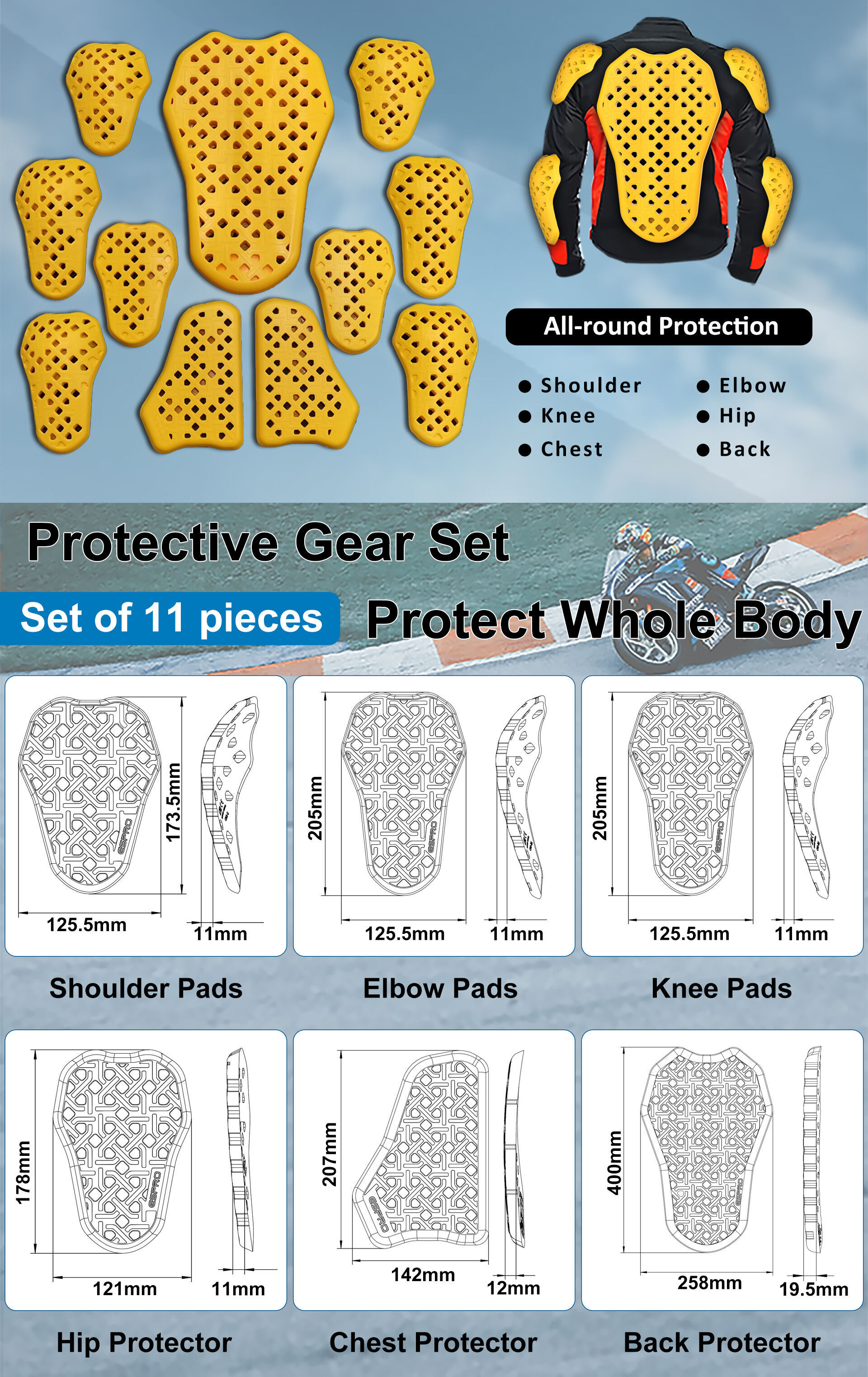 Odm Ce Level 2 Back Protector Armor Insert Pads For Motorcycle Jacket ...