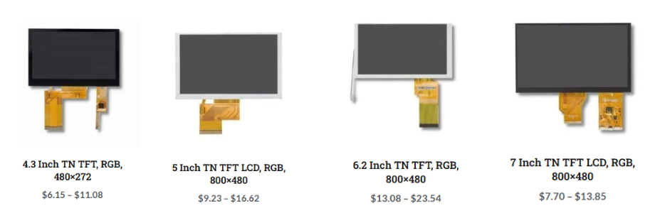 5.0 Inch Tft Lcd, Tn Lcd Display, Rgb Interface, 800x480 Pixels, Touch Screen Option, Ili5960 ...