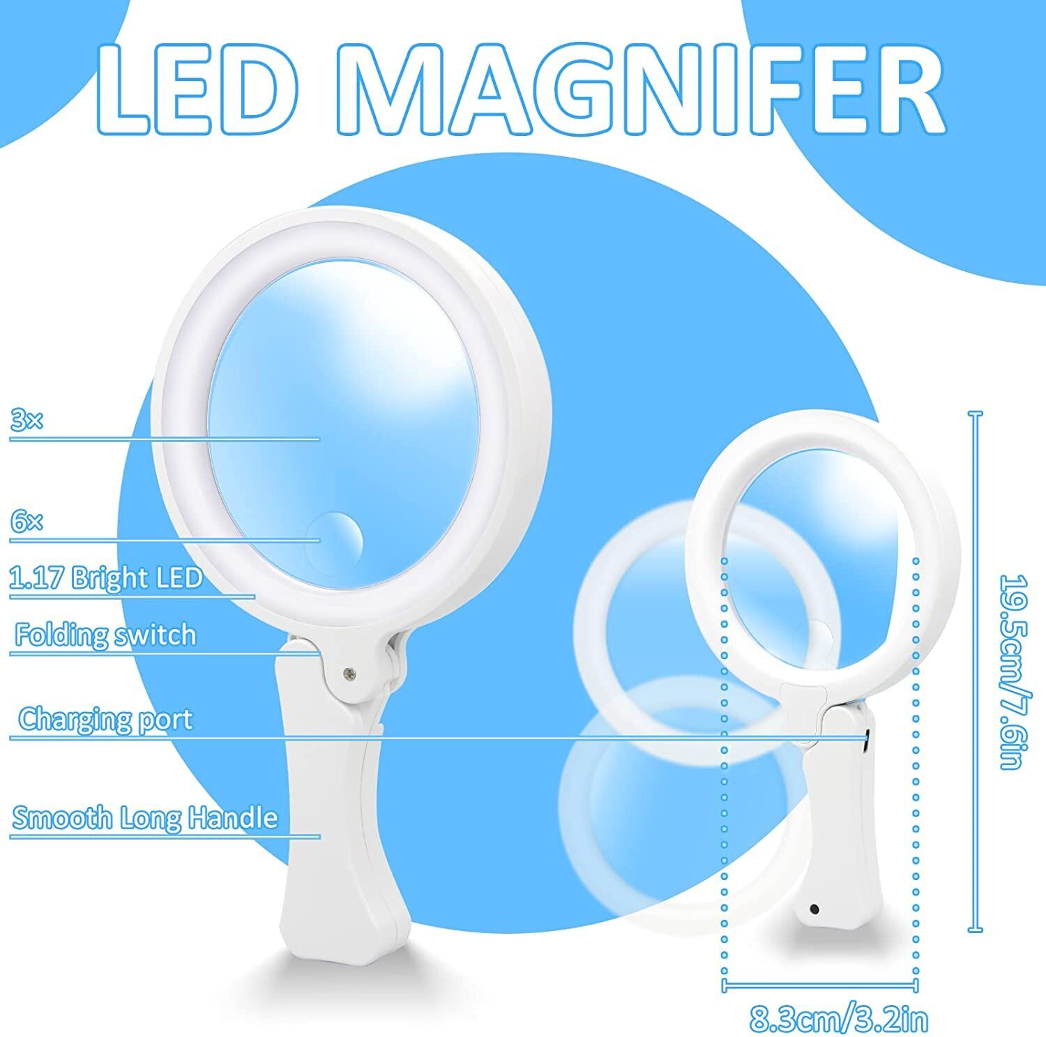 Buy Wholesale China Folding Handheld Magnifying Glass With Light ...