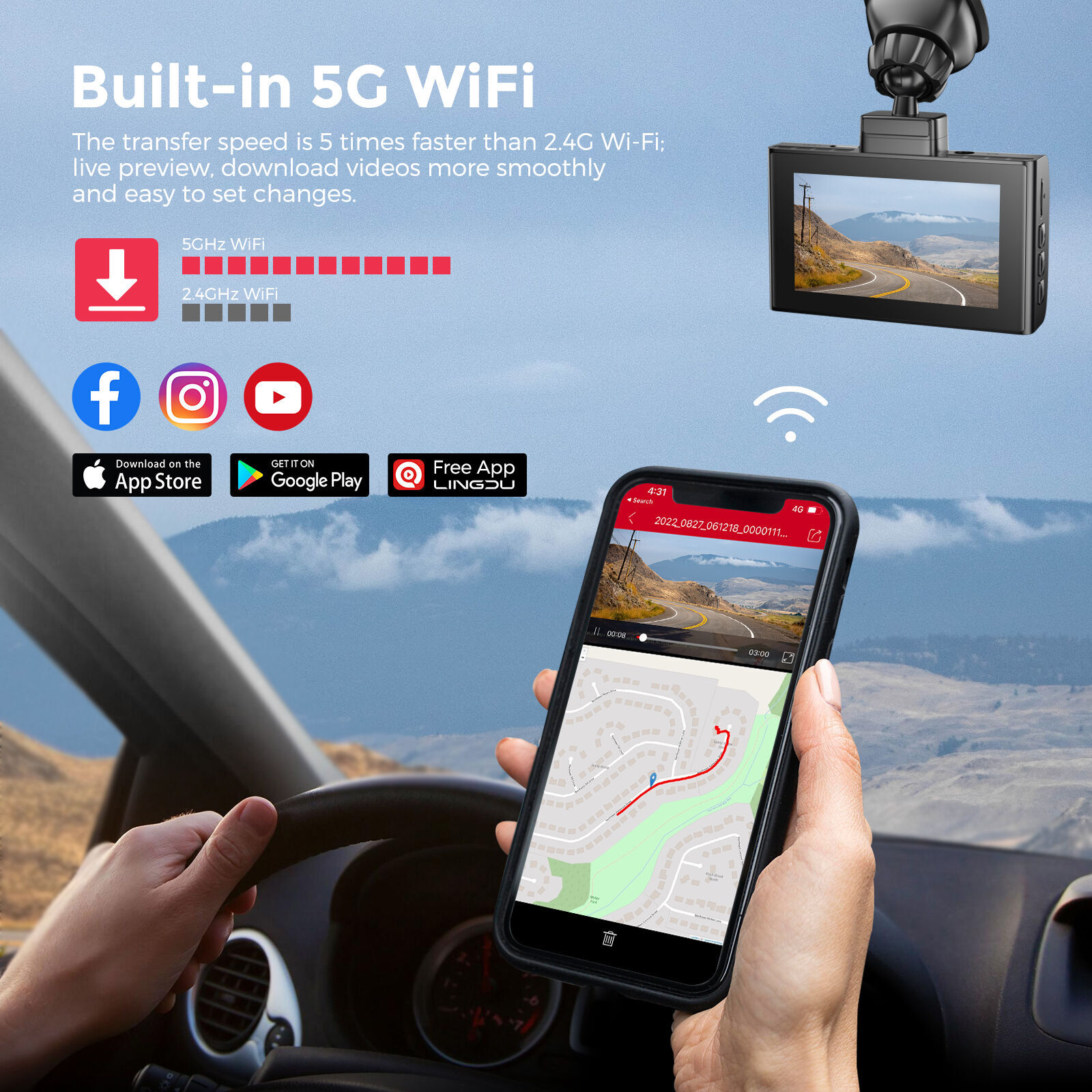 Buy Wholesale China Lingdu Ld02 Gps 5g Wifi 5k Dash Cam 4k+2k Dual Dvr ...