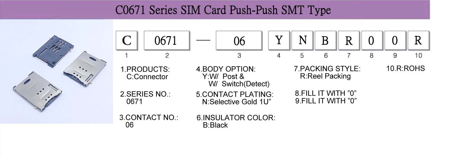 Buy Wholesale Taiwan C0671 Series Sim Card Push-push 6pin Smt Type ...