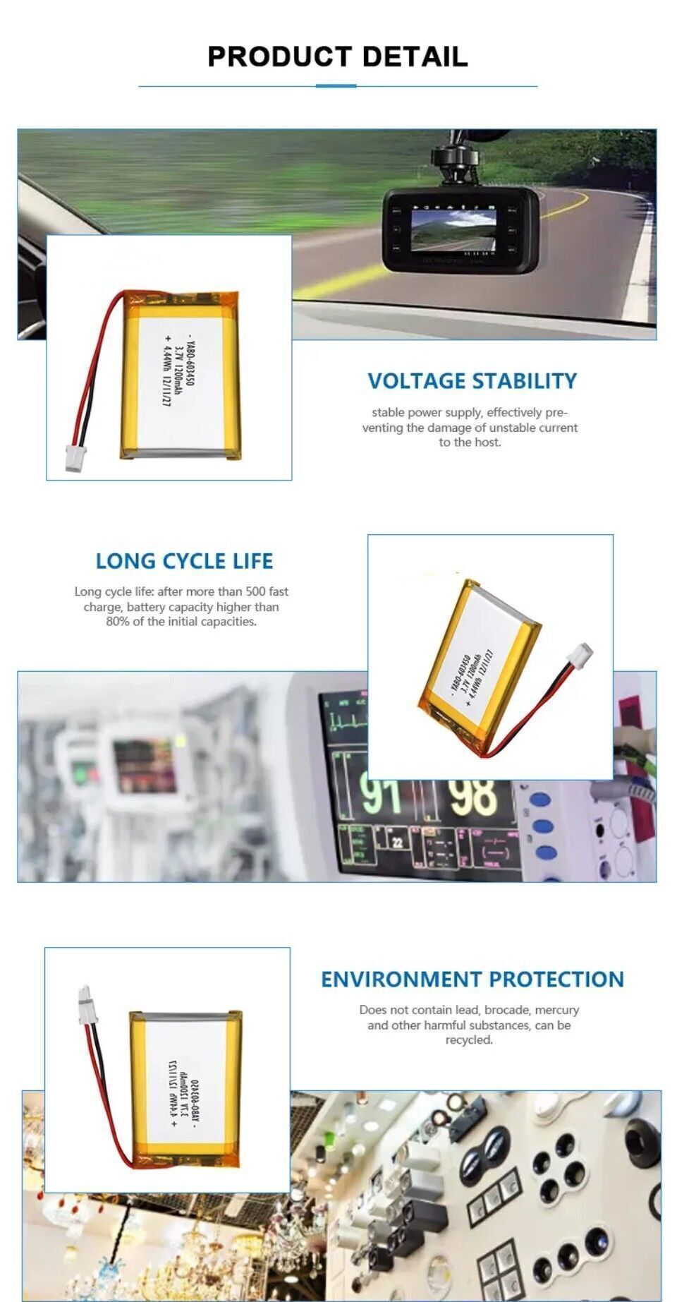 Multi-sized 301917 Lithium Polymer Rechargeable Battery 65mah 3.7v ...