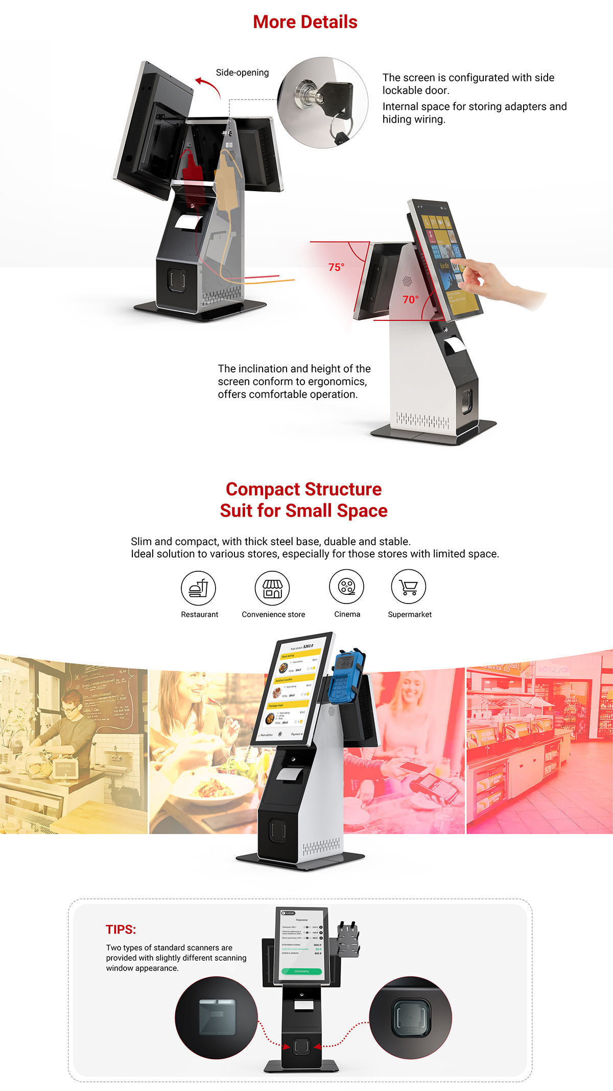 15.6 Inches Touch Screen Payment Terminal Self Service Ordering Pos ...