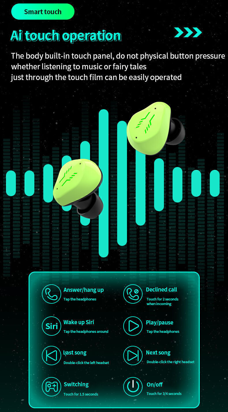 Buy Wholesale China H9 Low Latency Dual Mic Enc Tws Earbuds Touch ...