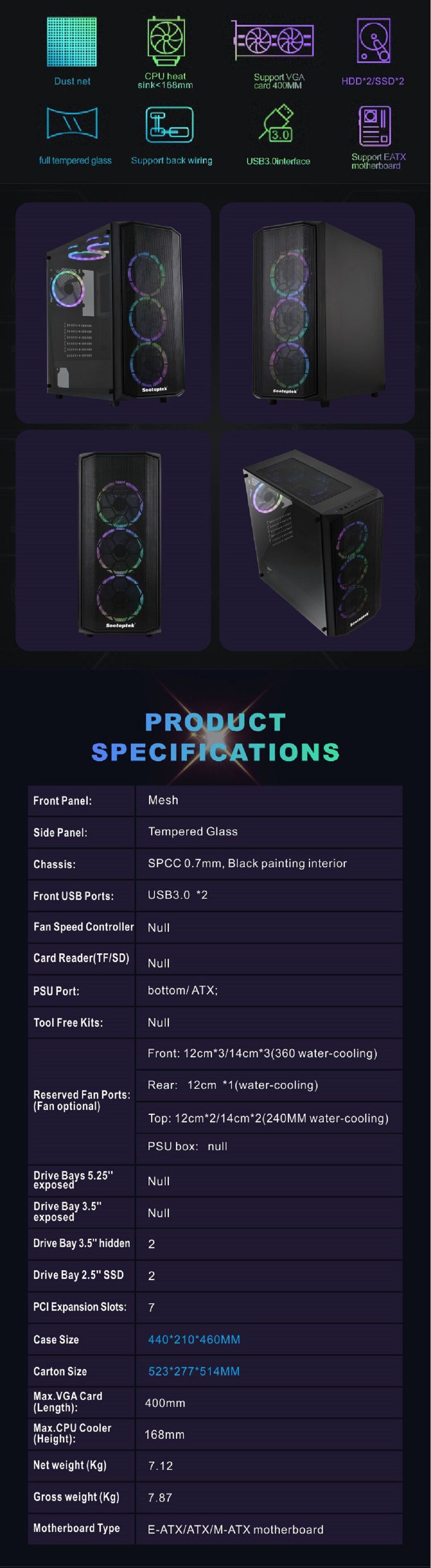 Buy Wholesale China Black Atx Mid-tower Desktop Computer Gaming Case ...