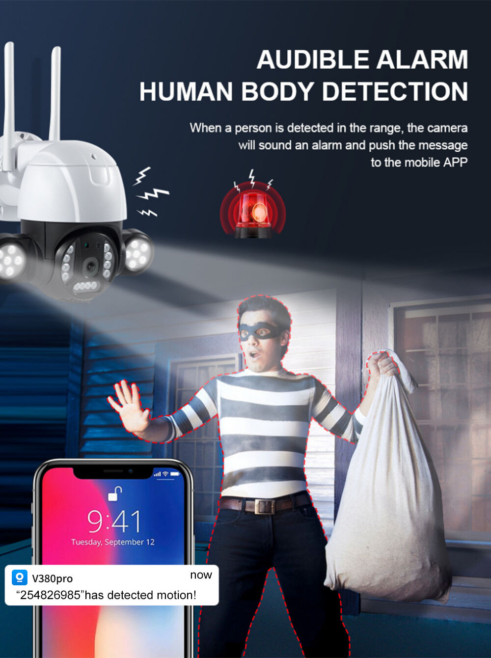 V380pro App 3mp 5mp 2.8inch Ptz High-speed Motion Detector Camera Dvrs ...