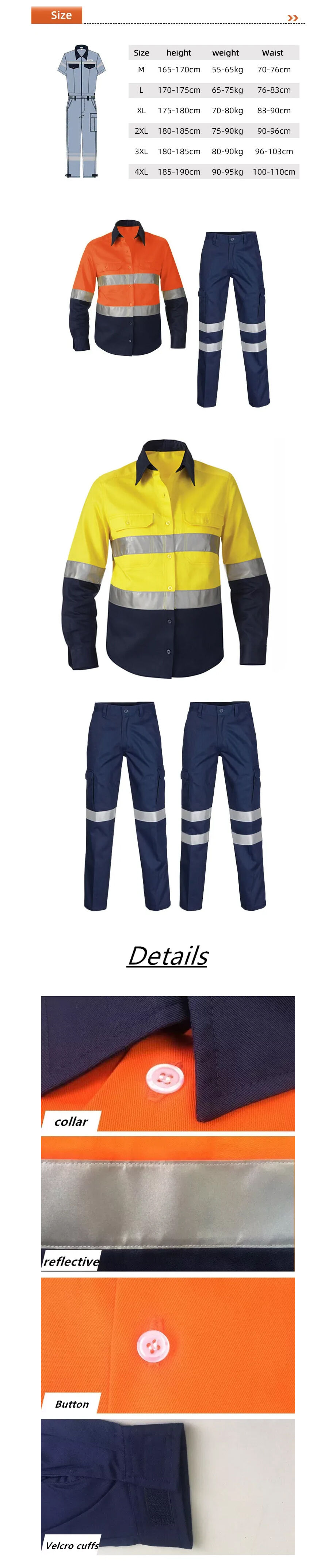 Reflective Men Uniform Industrial Work Clothing Safety Clothes ...