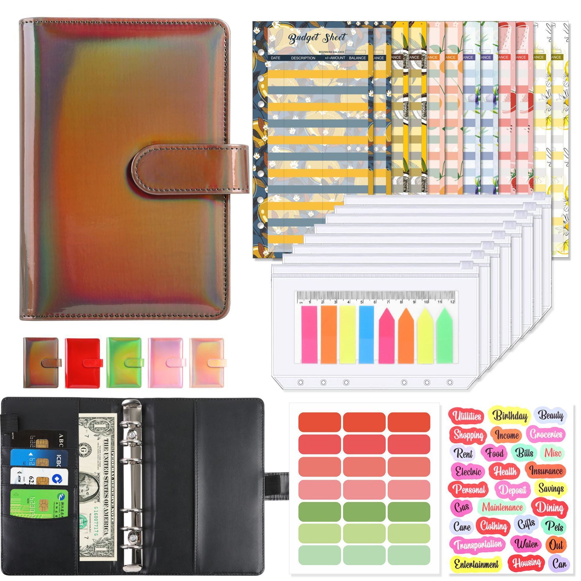 A6 Budget Binder Glitter Planner Set With Cash Envelopes Budget Binder ...