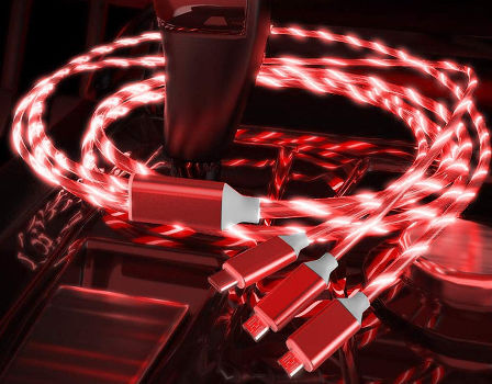Multi 1 To 3 Led Flowing Shining Charger Cable Light Up Charger Car ...