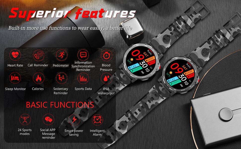 Buy Wholesale China C22 Sport Smart Watch 1.6inch Round 4gb Large ...