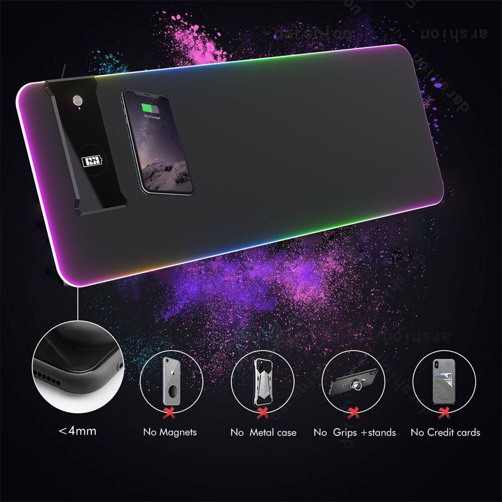 Desktop Non-slip Bottom Wireless Charging Rolling Mousepad Slim Mouse ...