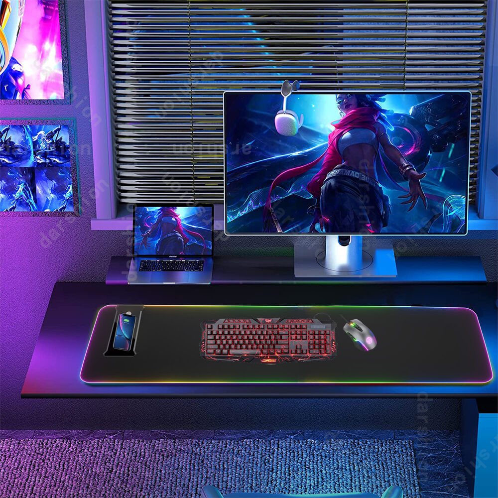 Desktop Non-slip Bottom Wireless Charging Rolling Mousepad Slim Mouse ...