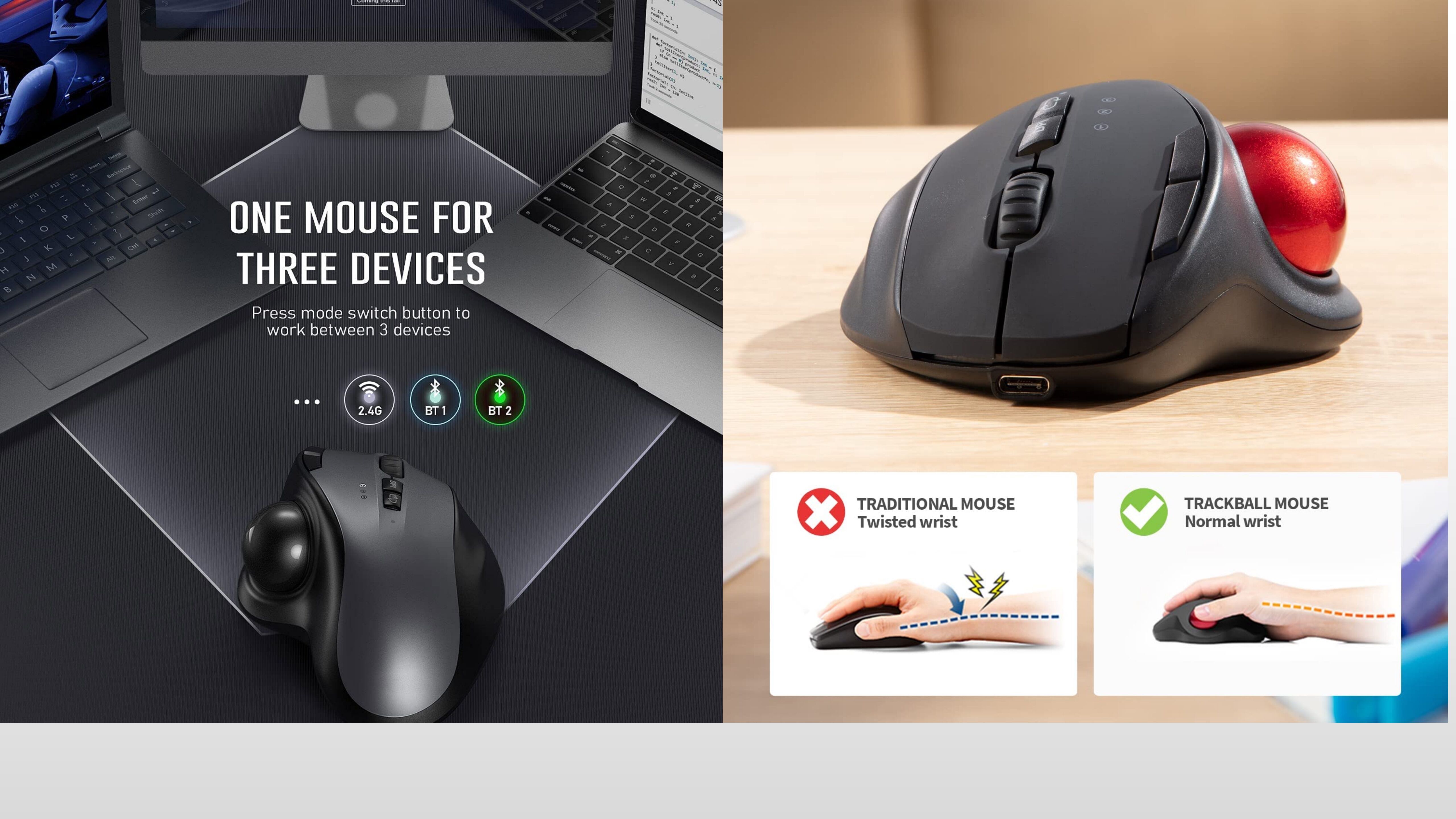 Buy Wholesale China Bt+2.4g Wireless Trackball Vertical Mouse ...