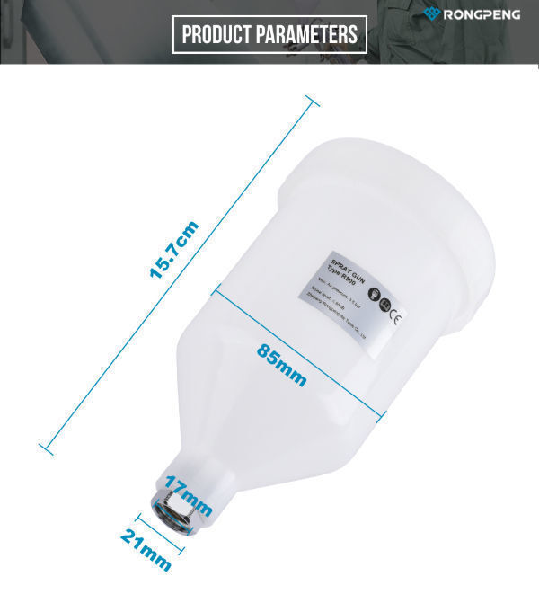 Spray Gun Paint Cup Rongpeng 600cc 1pcs Plastic Sprayer Gun Pneumatic Tool R8702 - China ...