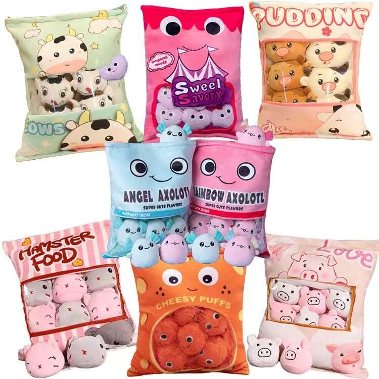 Plushies Doll A Bag Of Axolotl Plush Toy Stuffed Soft Snack Pillow ...
