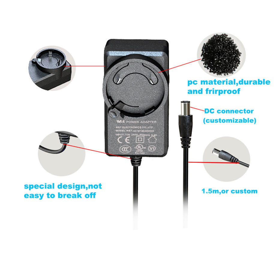 Multi-blade Power Aapter 18w 500ma 4v 5v 6v 7.5v 9v 12v Uk Us Kr Jp Au ...