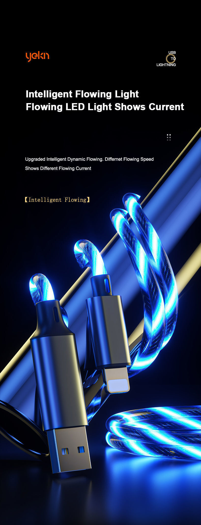 Yellowknife Ziny Alloy 66w Flowing Light Up Lightning Charger Luminous ...