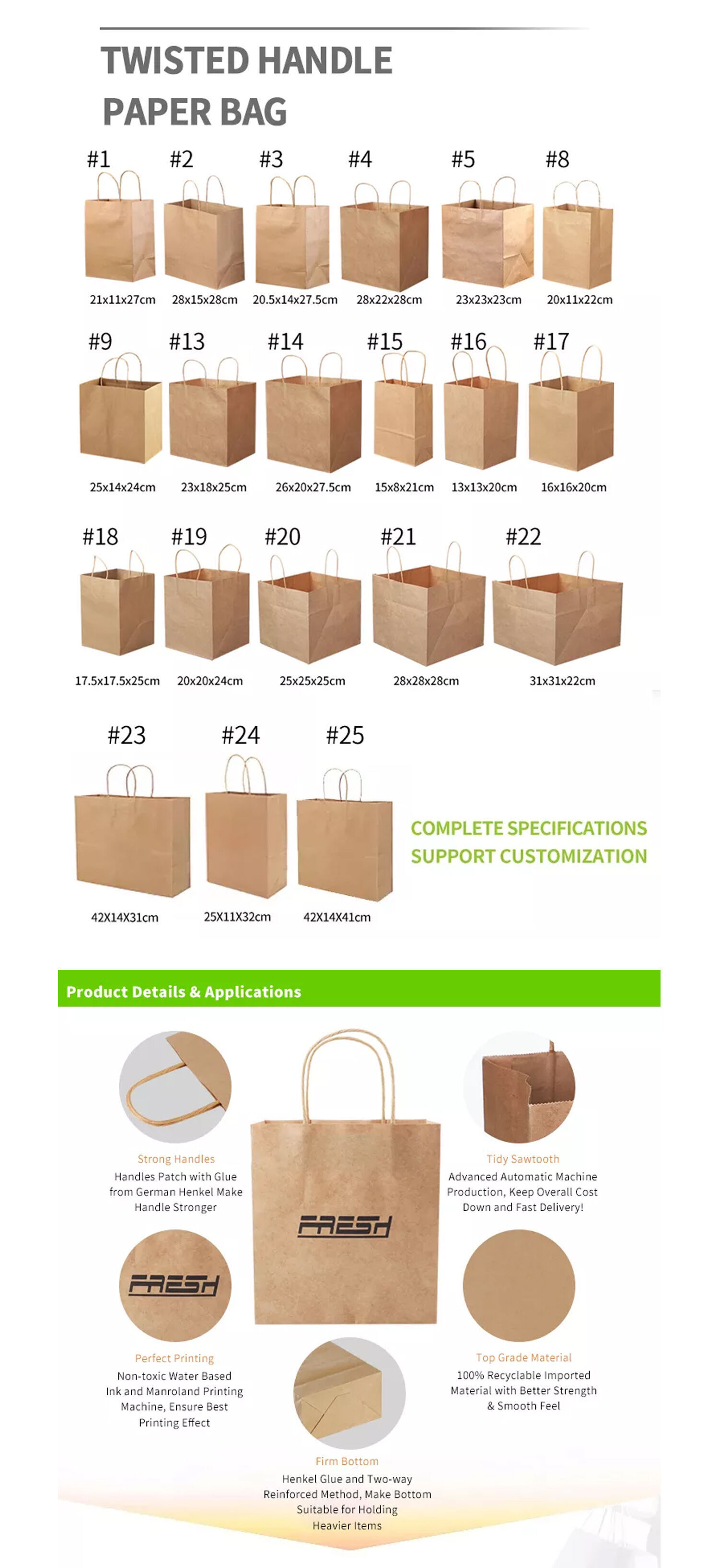 Hot Sale Custom Size Package Paper Handle Paper Bag Kraft Paper ...